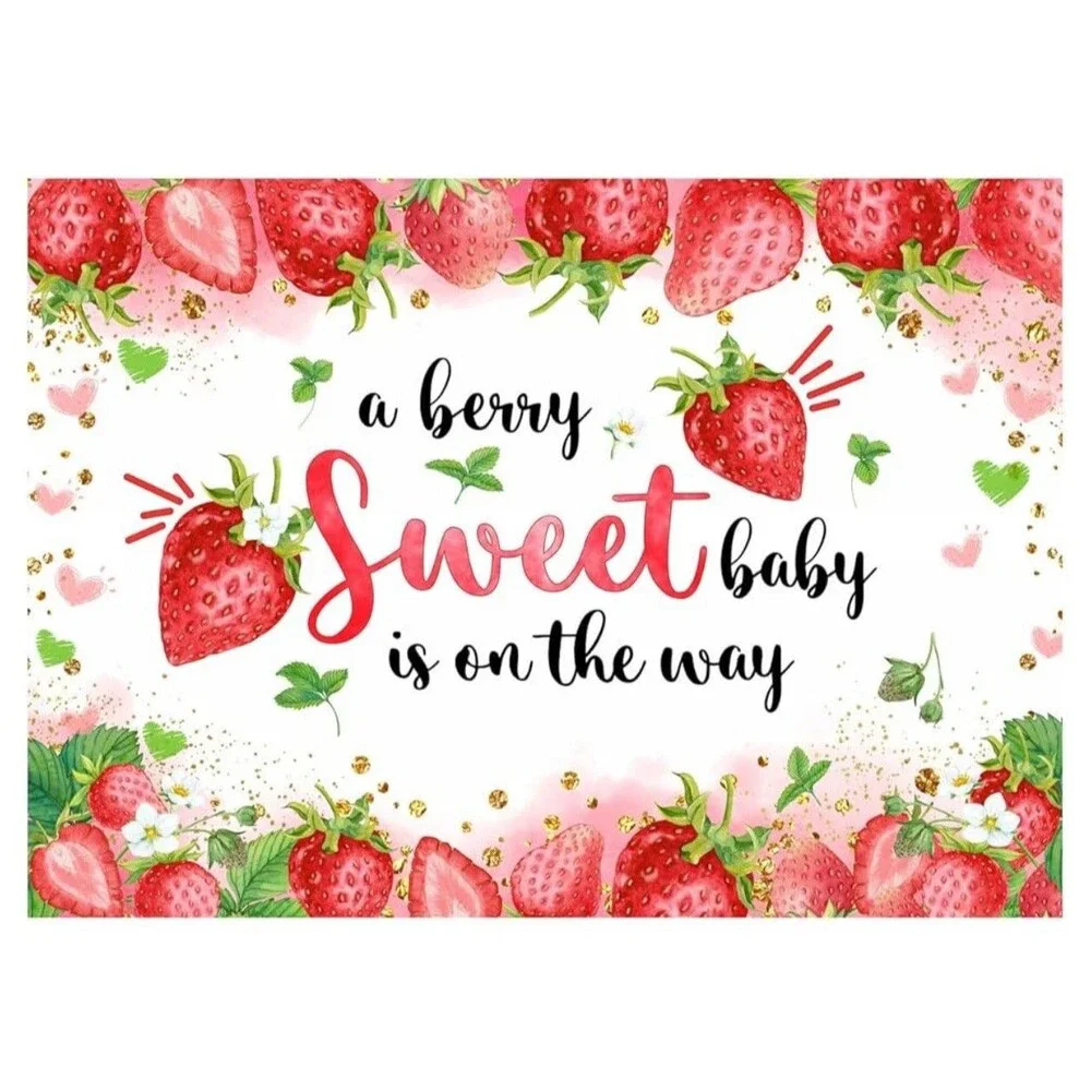 WOLADA | Party Supplies | 5x3ft Strawberry Baby Shower Backdrop ...